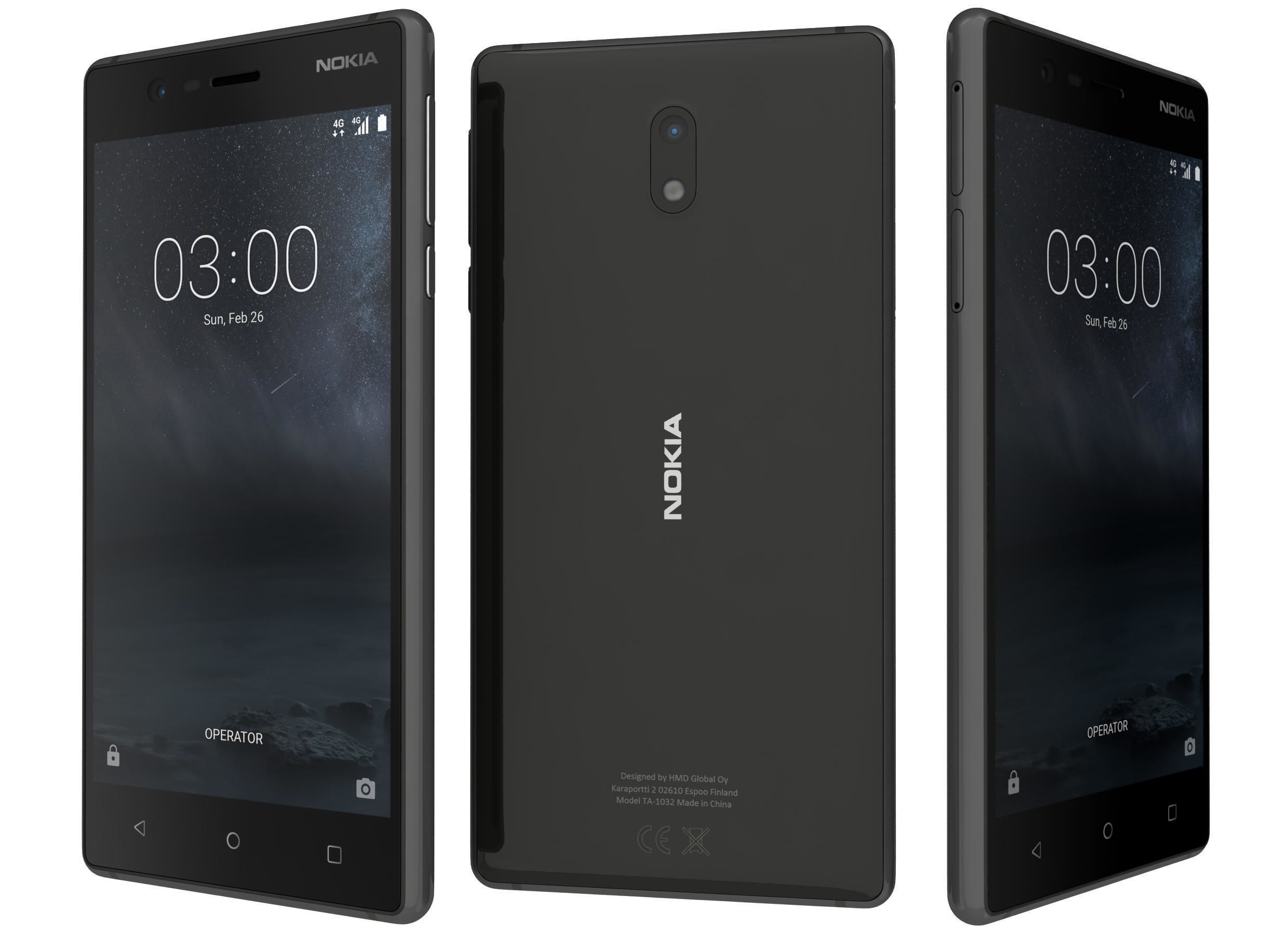 Nokia 3 Matte Black 3D model | CGTrader