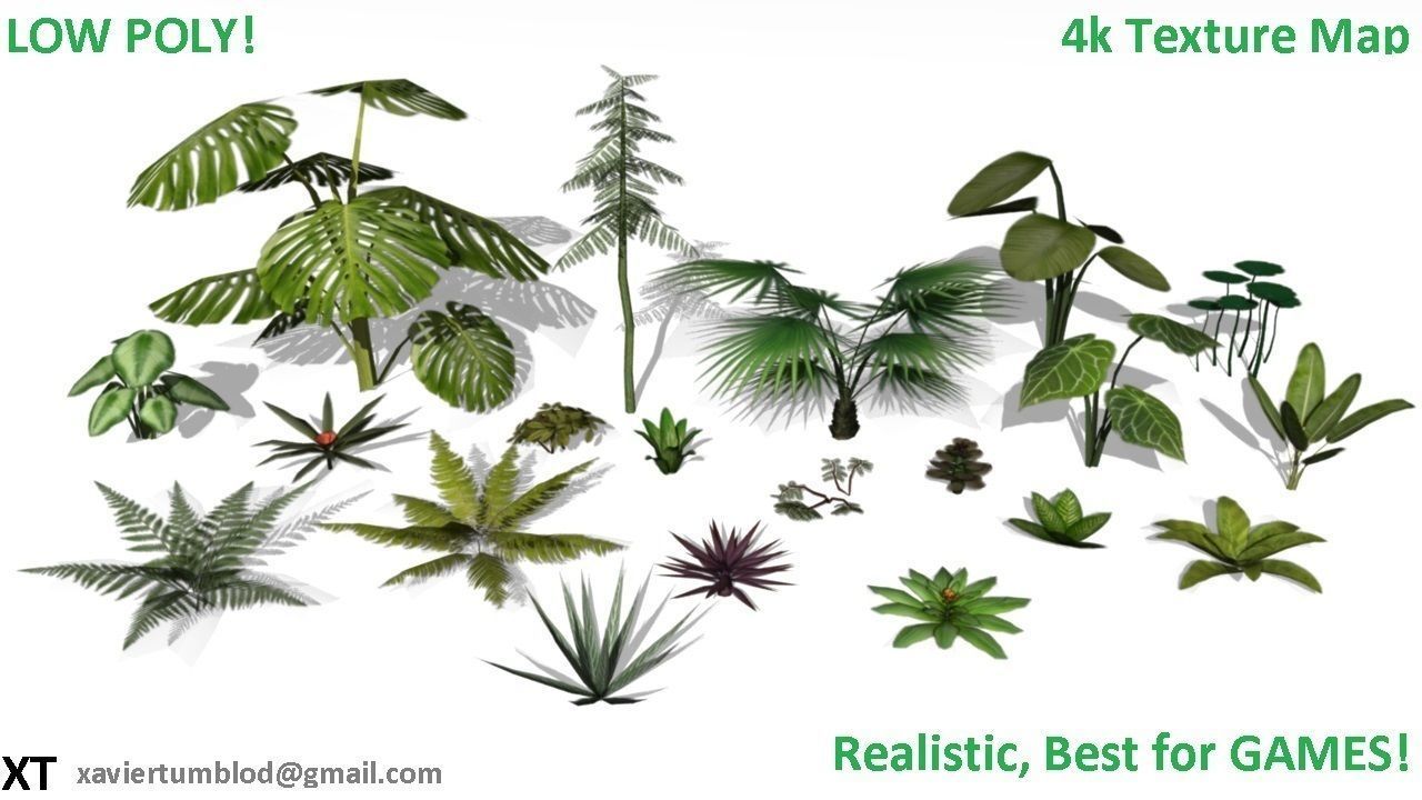 3D model Low poly Foliage Pack VR / AR / low-poly | CGTrader
