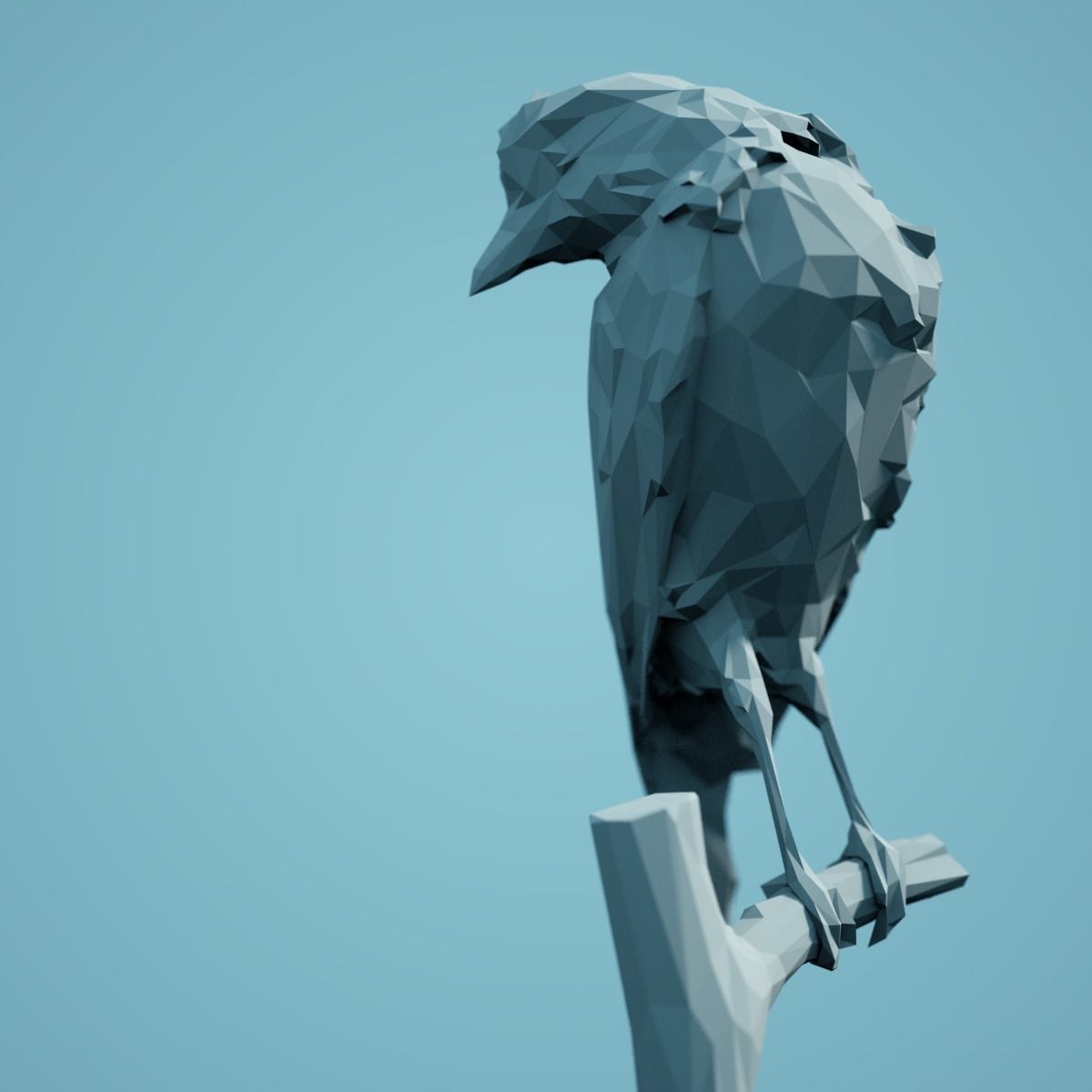 Low Poly Bird Model perched on branch 3D model 3D printable | CGTrader