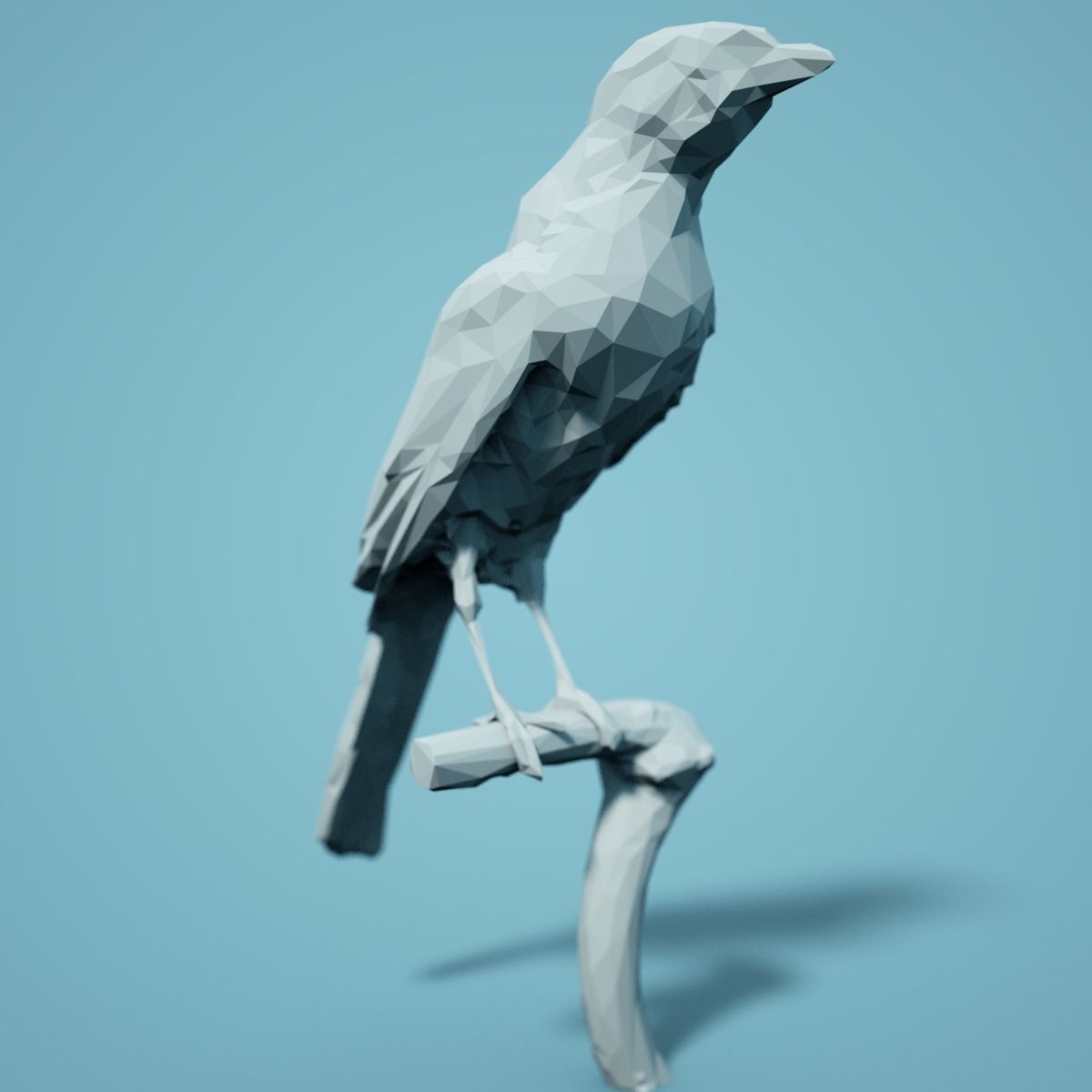 Low Poly Bird Model perched on branch 3D model 3D printable | CGTrader
