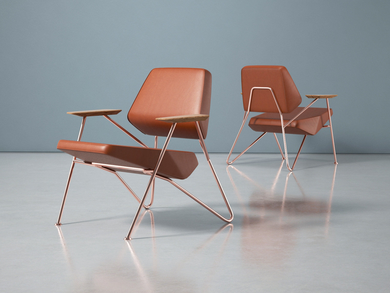Polygon chair with legs and armrests 3D model | CGTrader