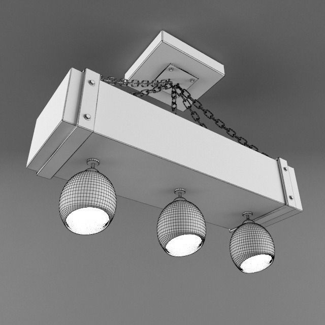 LIGHT three lights hanging from wooden beam free 3D model | CGTrader