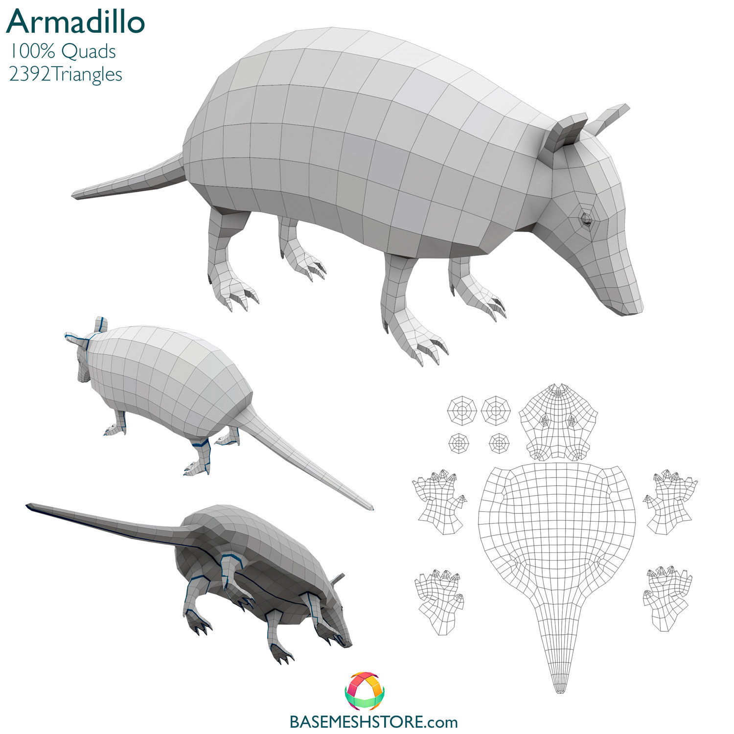 3D model 32 Animals Base Meshes VR / AR / low-poly | CGTrader