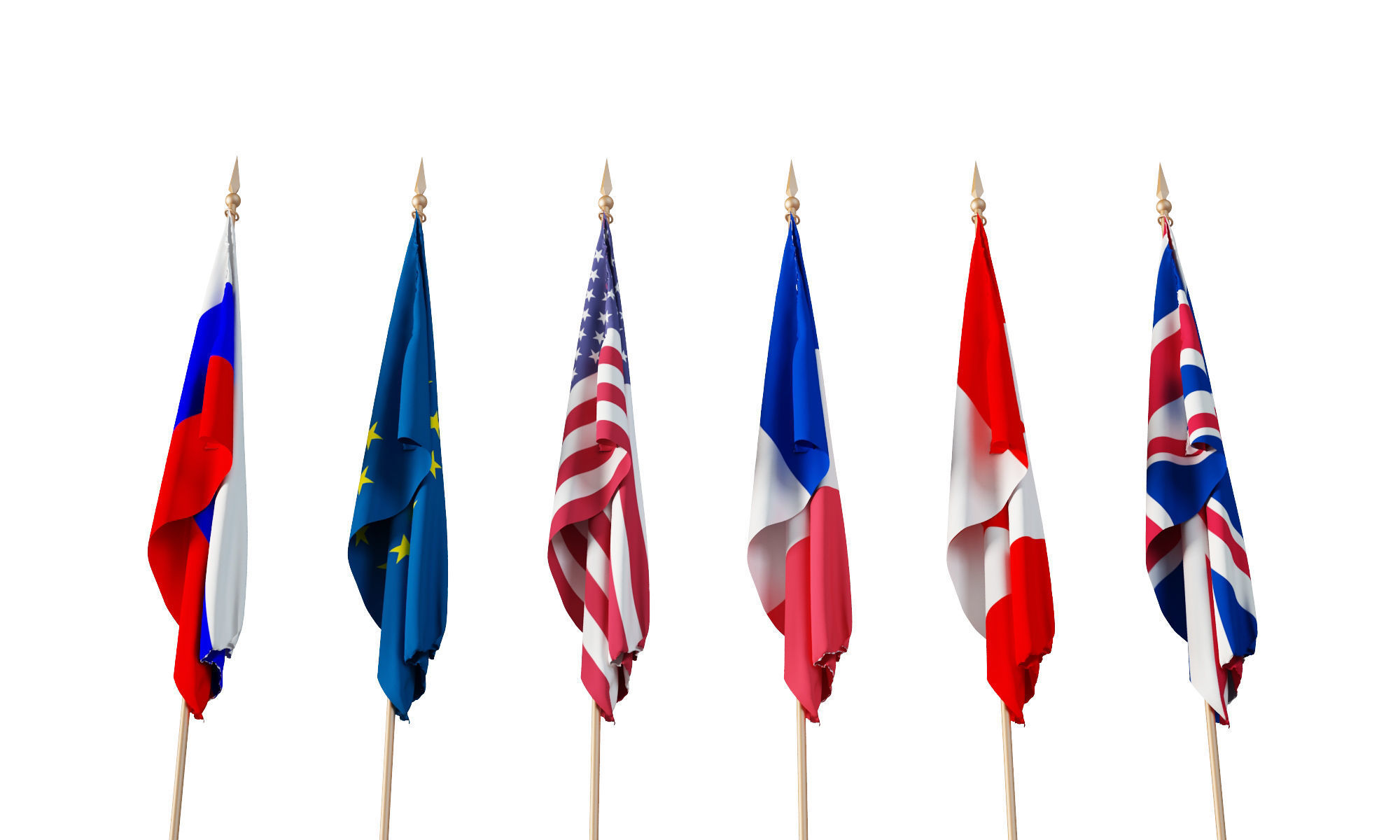 Flags five 3D model | CGTrader