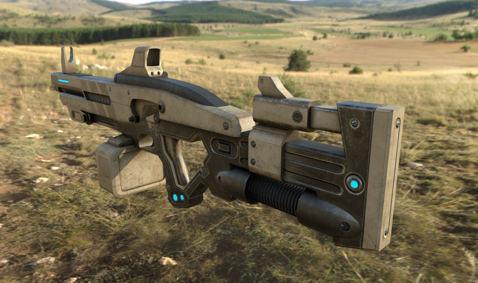 3D model Futuristic Sci-Fi Heavy Assault Rifle VR / AR / low-poly ...