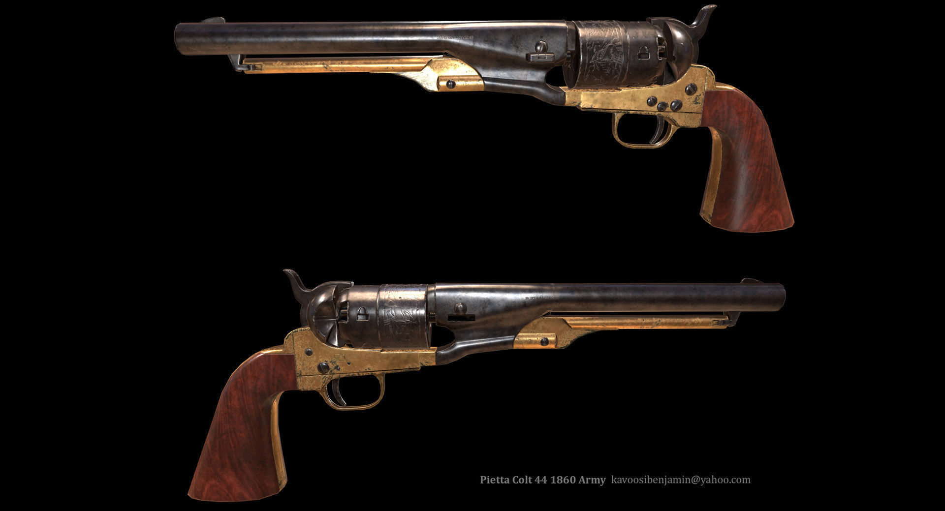 3D model PIETTA HAND GUN - Colt 44 1869 VR / AR / low-poly | CGTrader