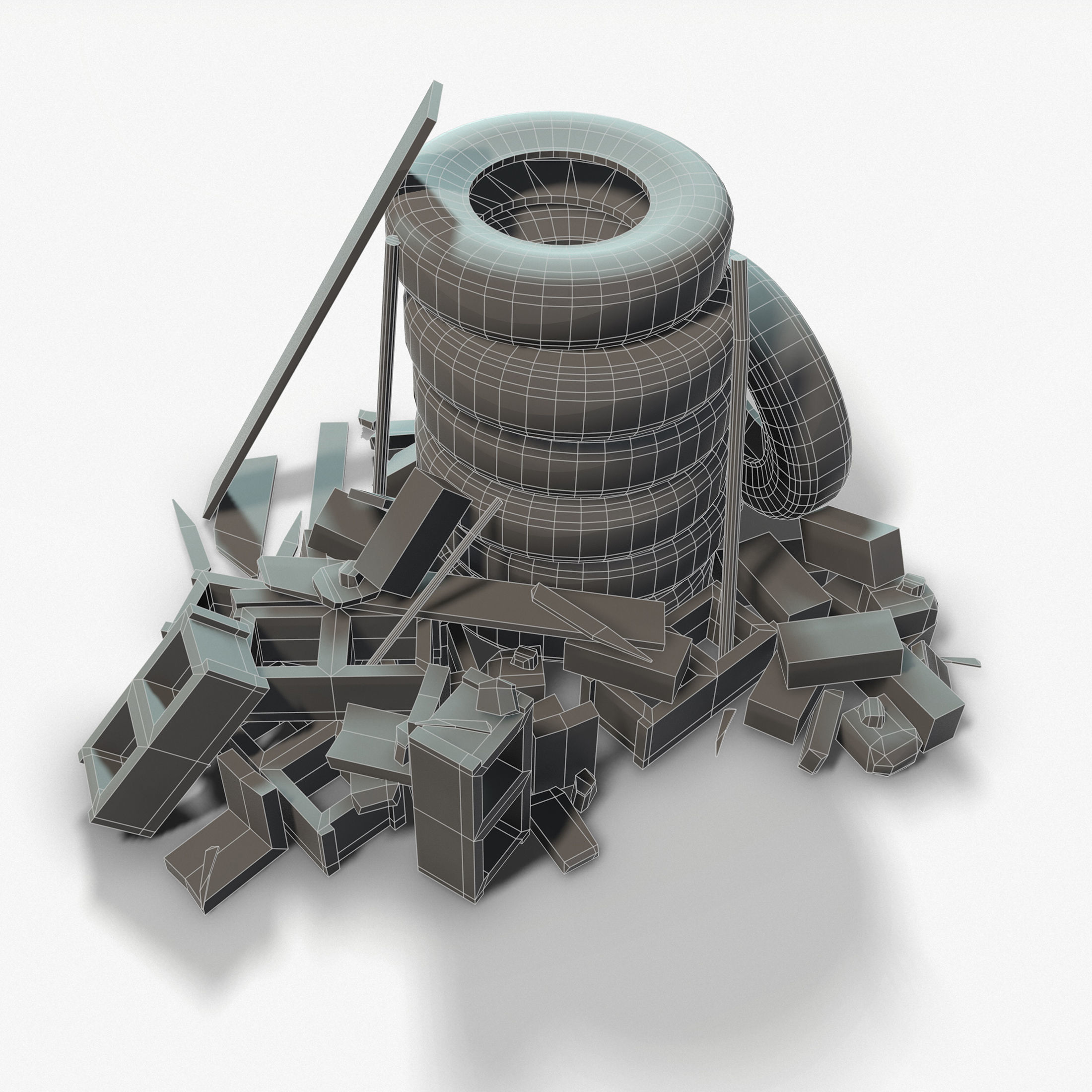 3D model Debris Groundfill Junk Trash Kit Game Ready VR / AR / low-poly ...