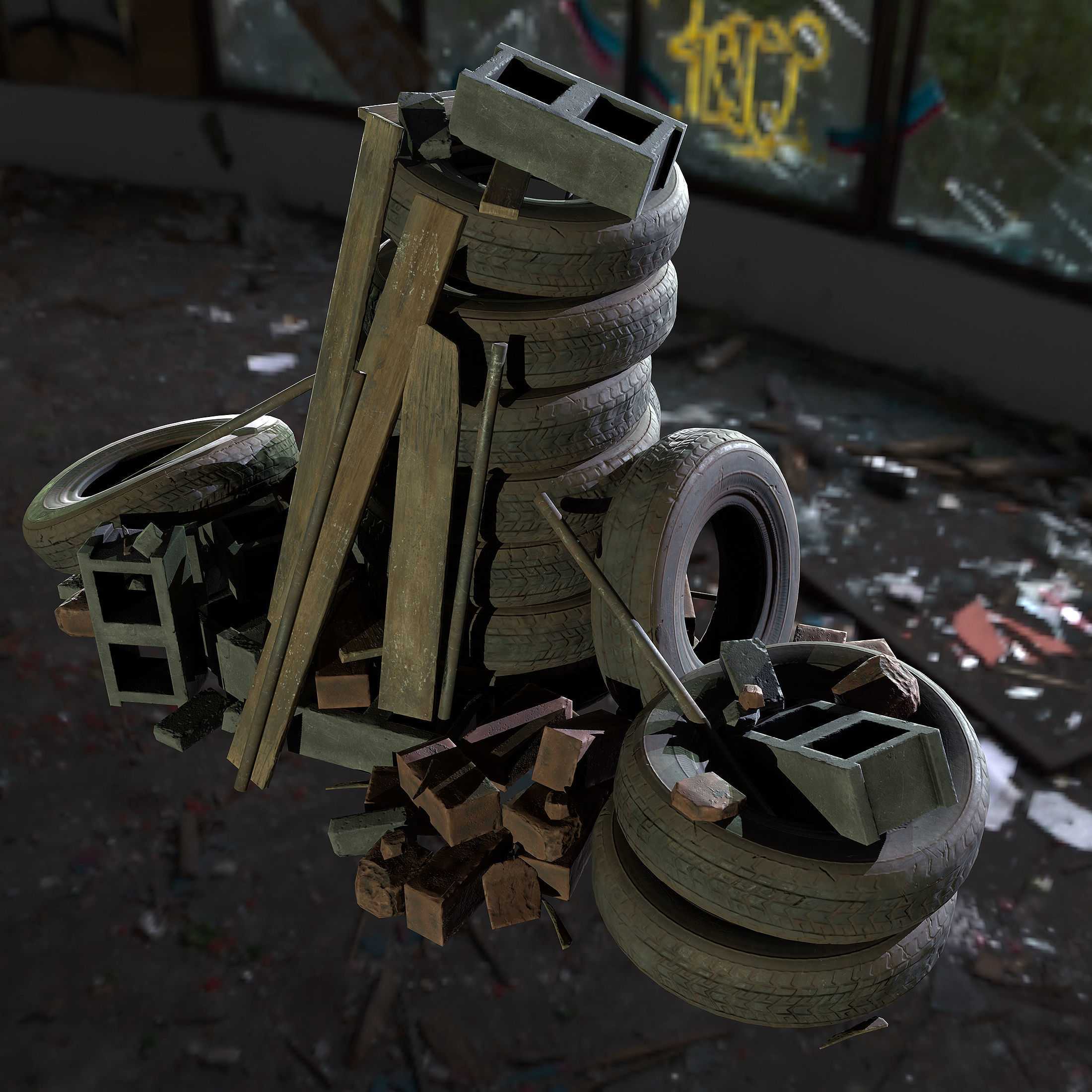 3D model Debris Groundfill Junk Trash Kit Game Ready VR / AR / low-poly ...