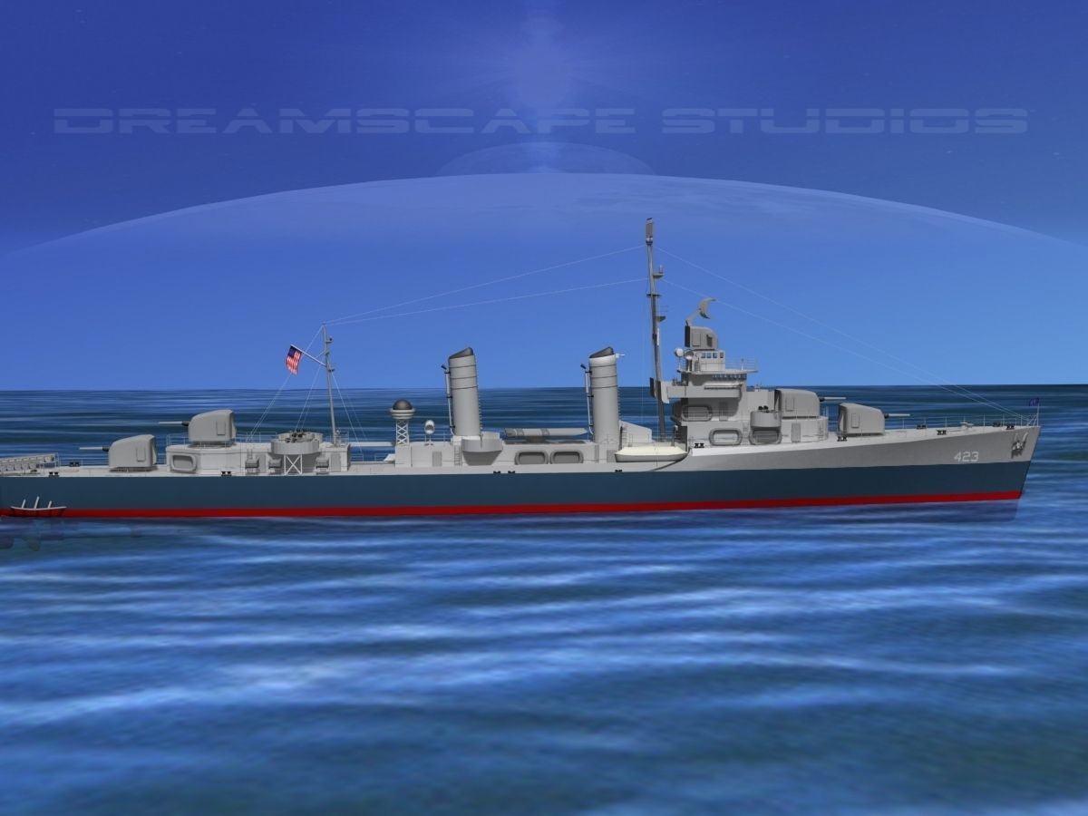 Gleaves Class Destroyer USS Gleaves DD423 3D model rigged | CGTrader