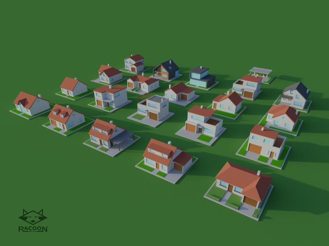 3D model 20 LowPoly houses VR / AR / low-poly | CGTrader