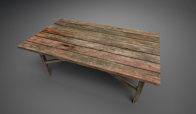 3D model 4 Low Poly Tables wooden table VR / AR / low-poly | CGTrader