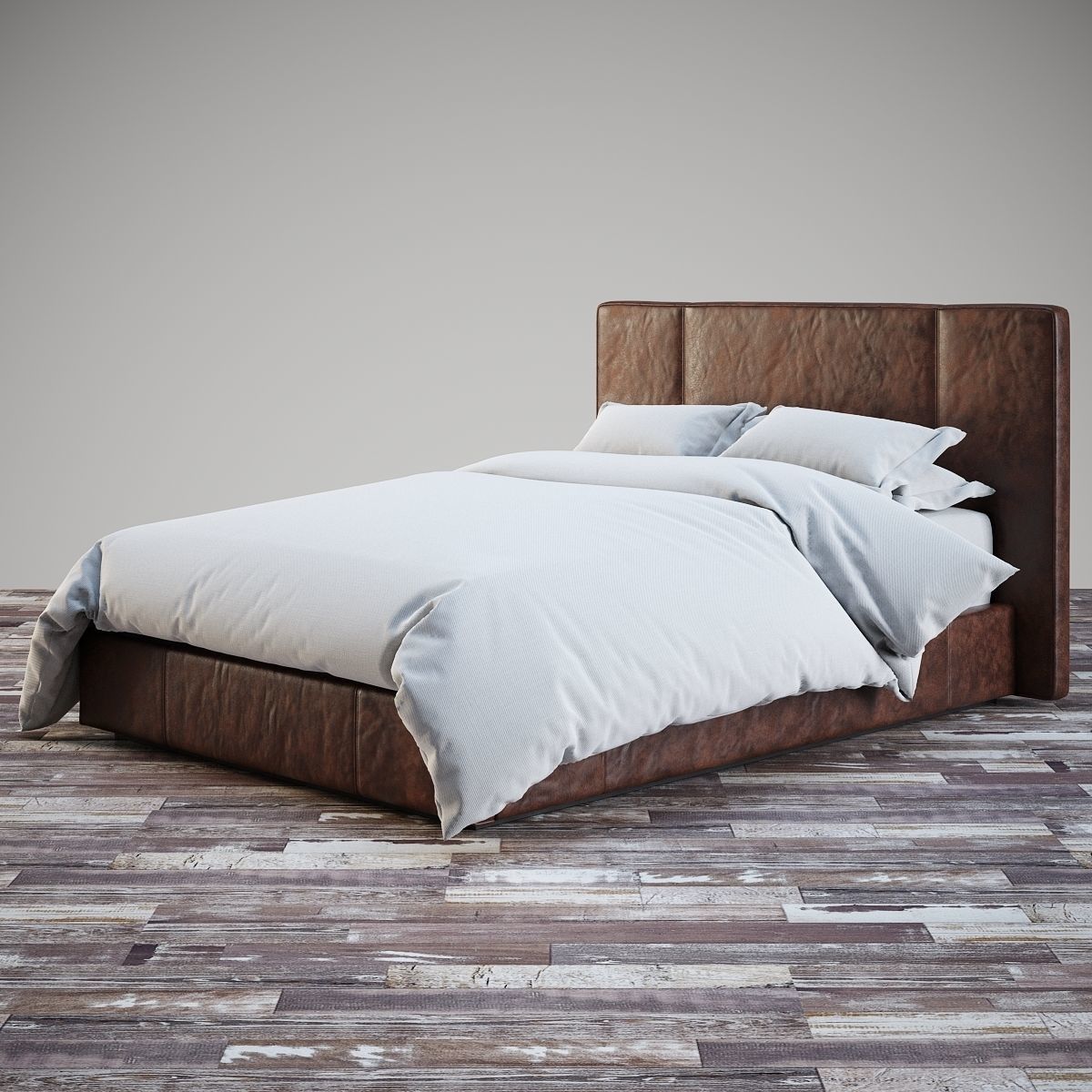 3D RH leather platform bed | CGTrader
