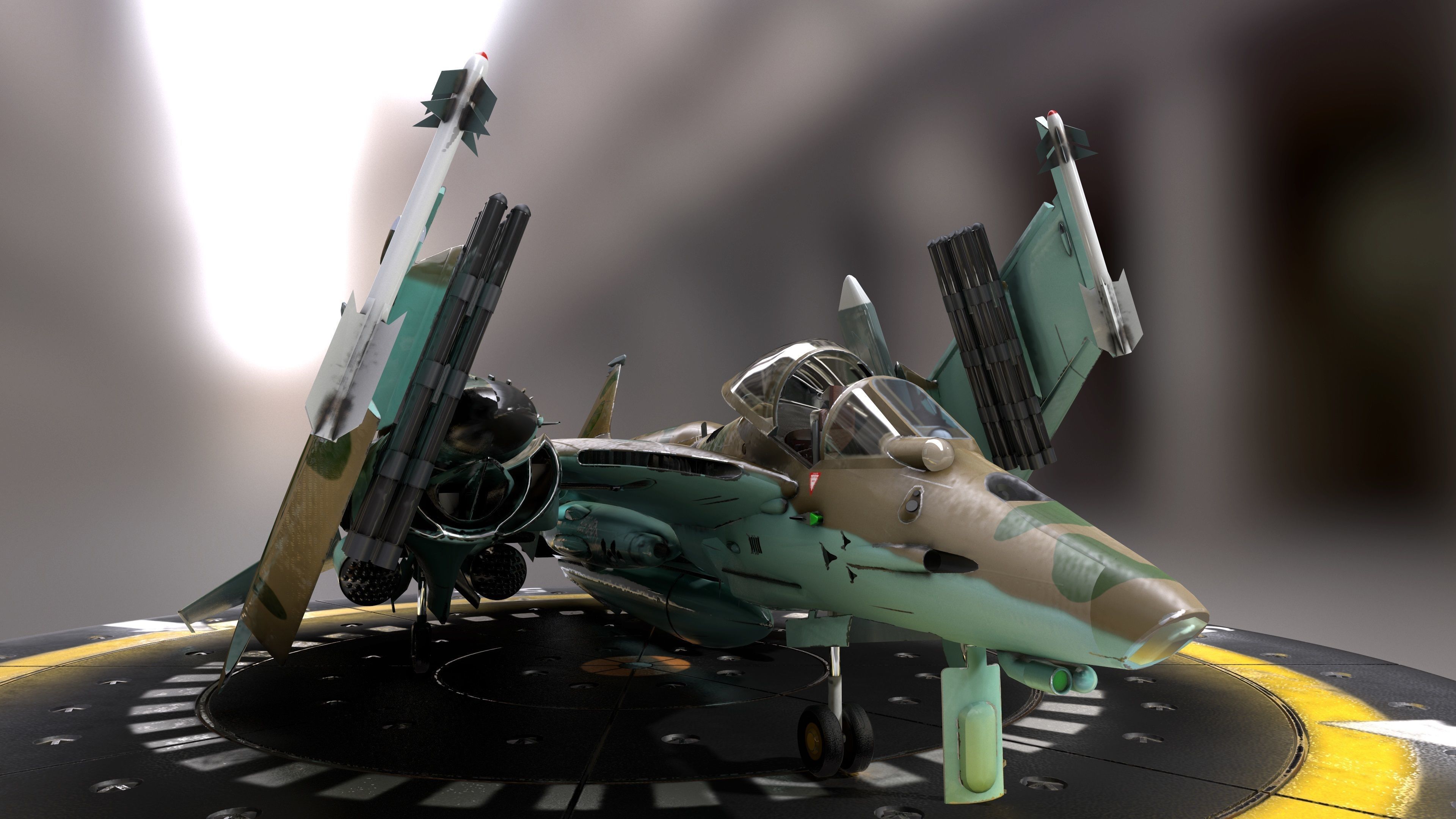 3D model Boomerang ground attack airplane VR / AR / low-poly rigged ...