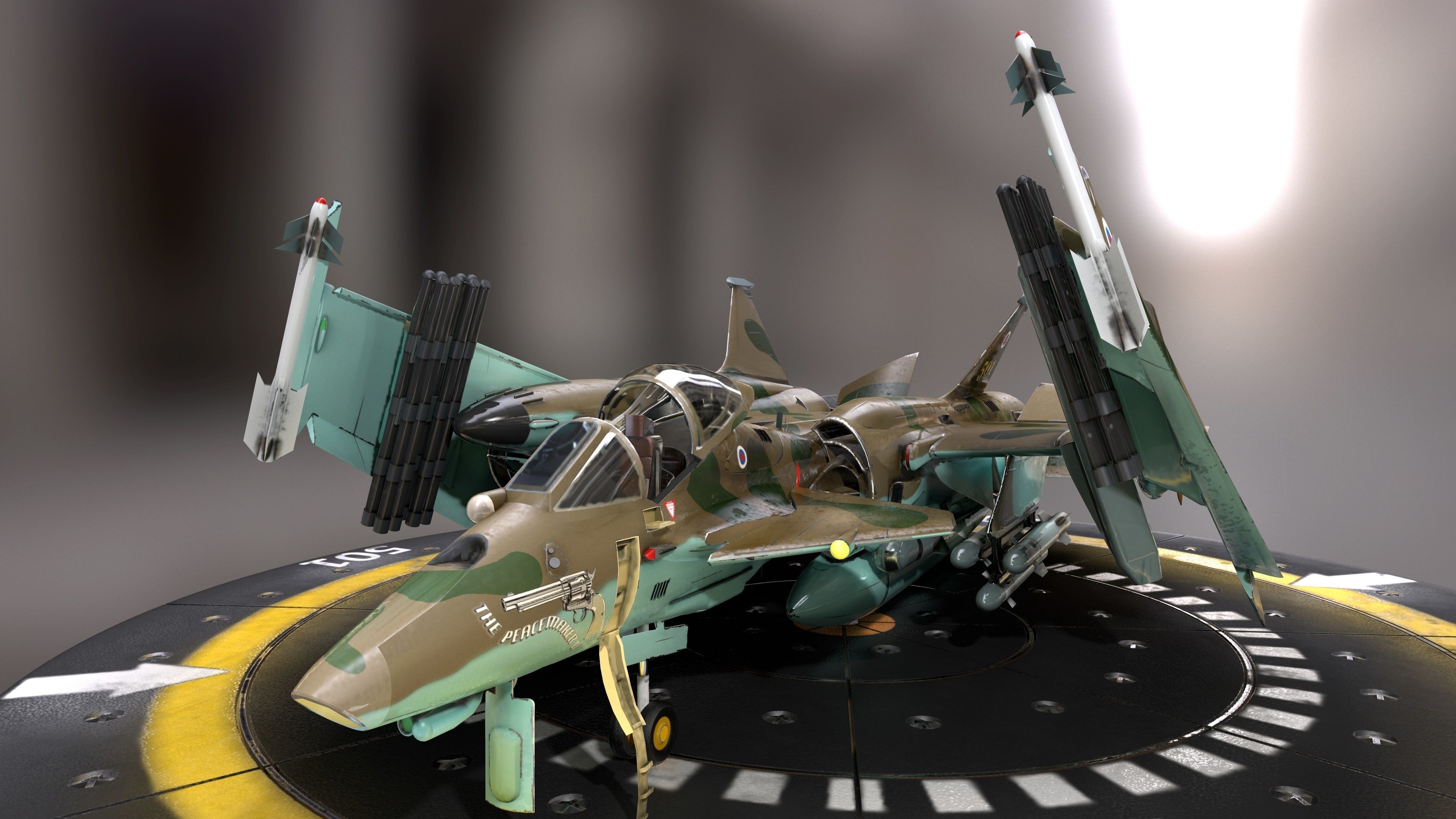 3D model Boomerang ground attack airplane VR / AR / low-poly rigged ...