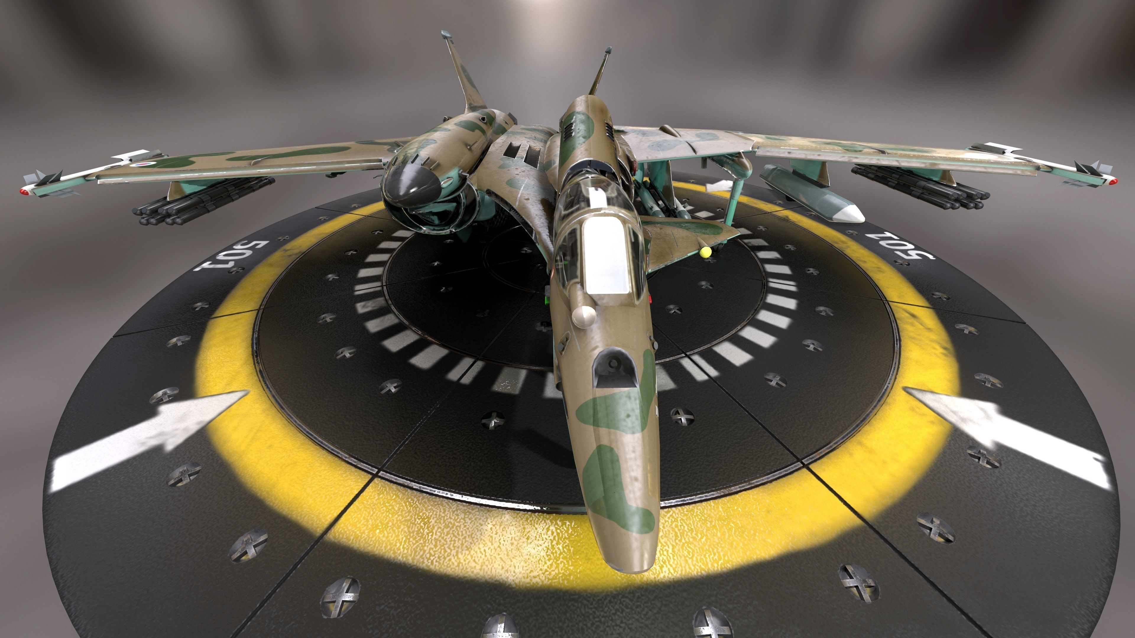 3D model Boomerang ground attack airplane VR / AR / low-poly rigged ...