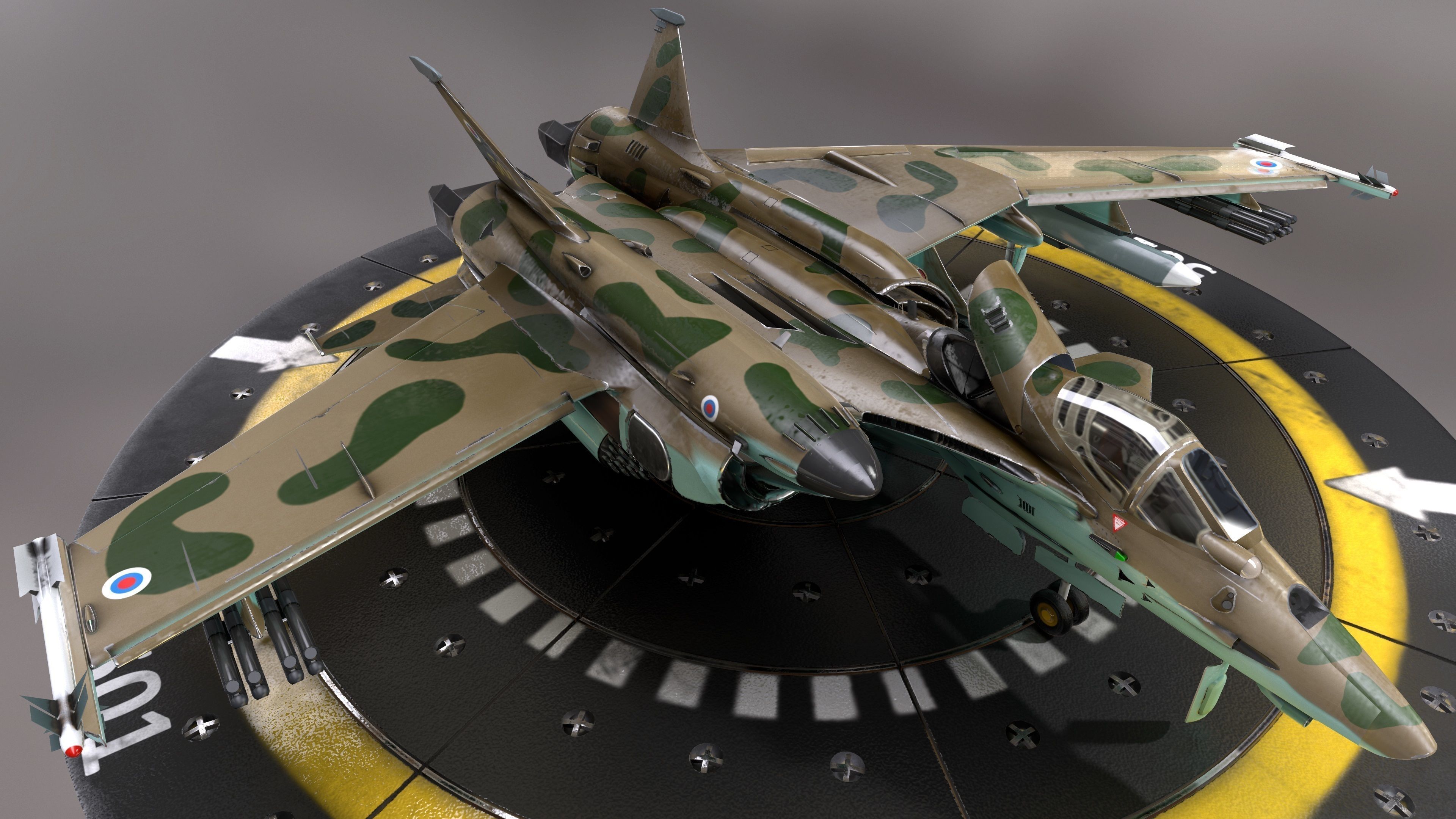 3D model Boomerang ground attack airplane VR / AR / low-poly rigged ...