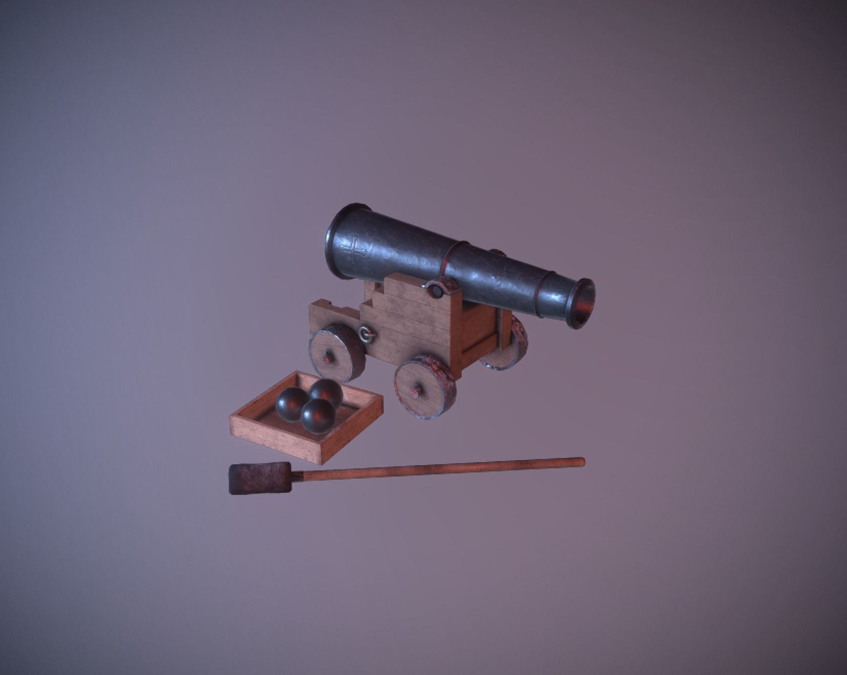 3D model Shooting Cannon Game Ready Low-Poly PBR AR VR VR / AR / low ...