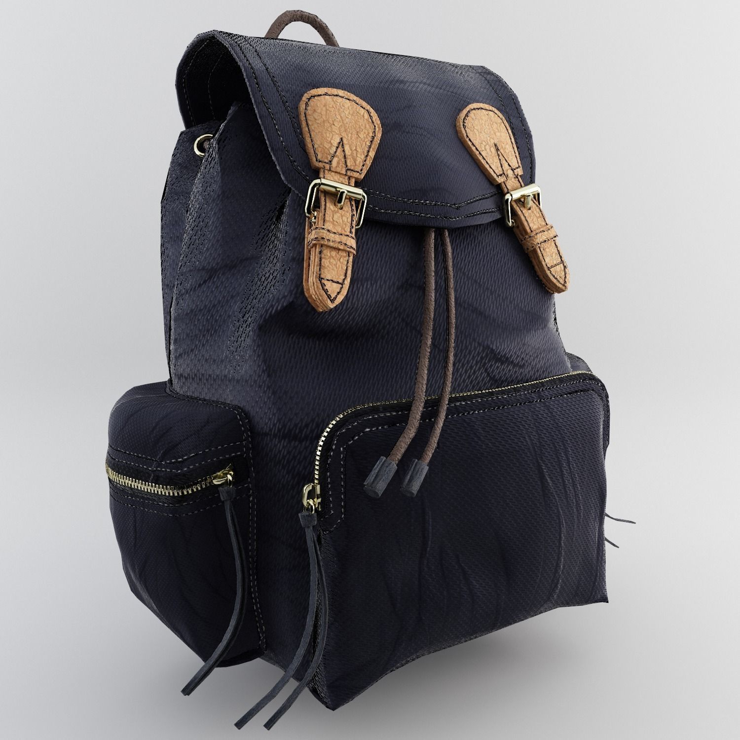 3D model Leather and Nylon Rucksack for Women VR / AR / low-poly | CGTrader