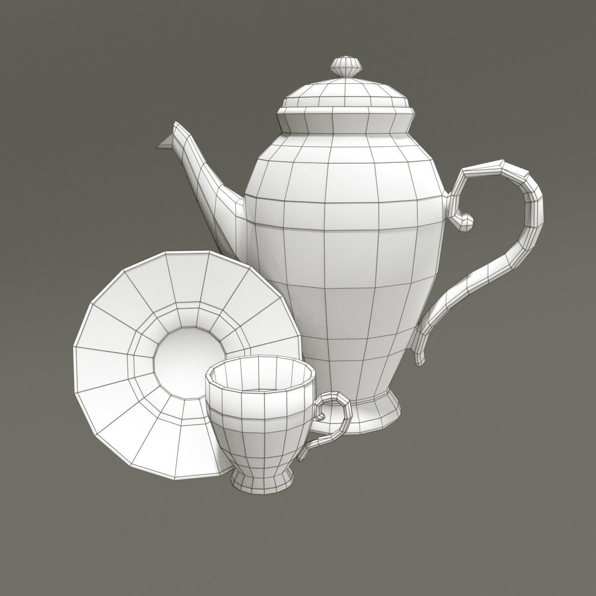 Tea set teapot and cup free VR / AR / low-poly 3D model | CGTrader