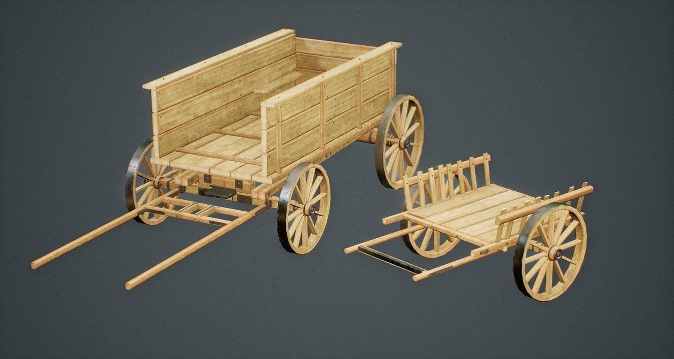 Wooden Carts modular asset pack free VR / AR / low-poly 3D model | CGTrader