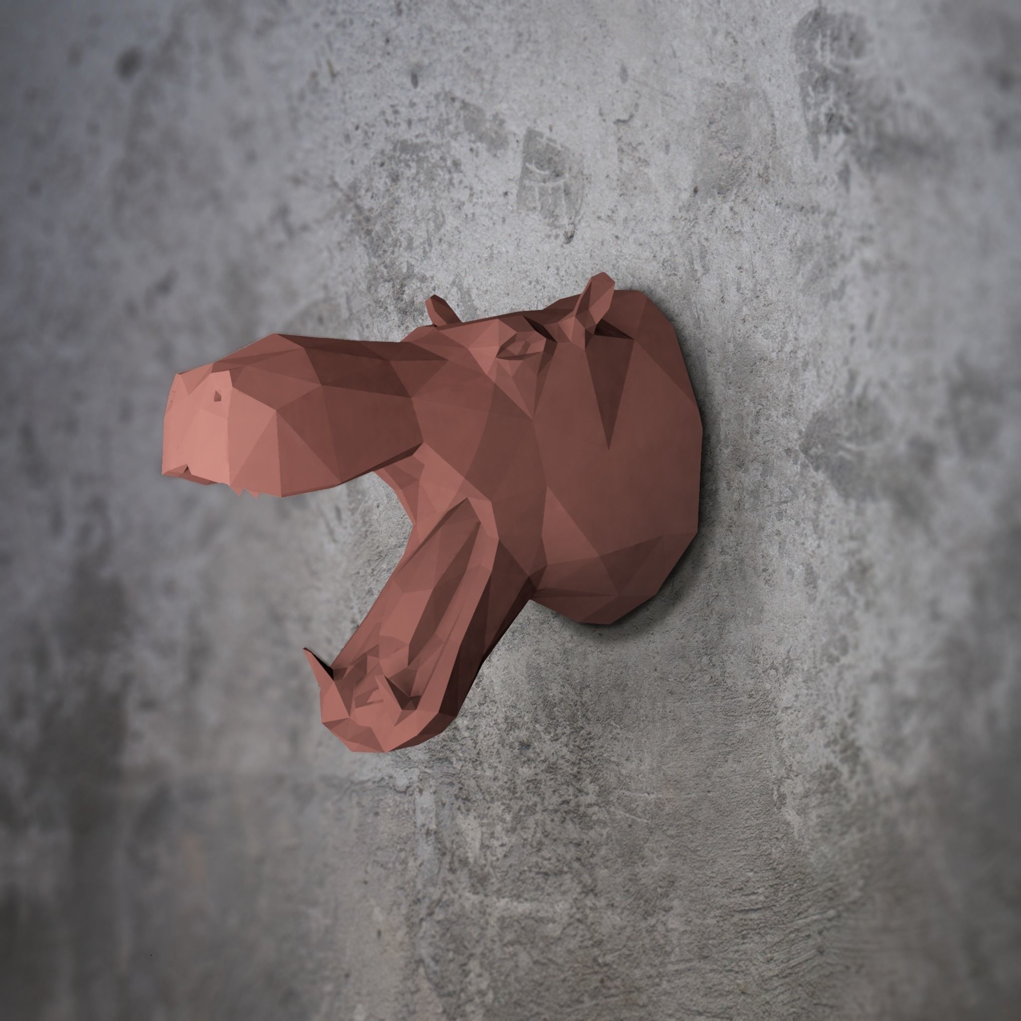 Hippo Low poly wall decoration 3D model 3D printable | CGTrader