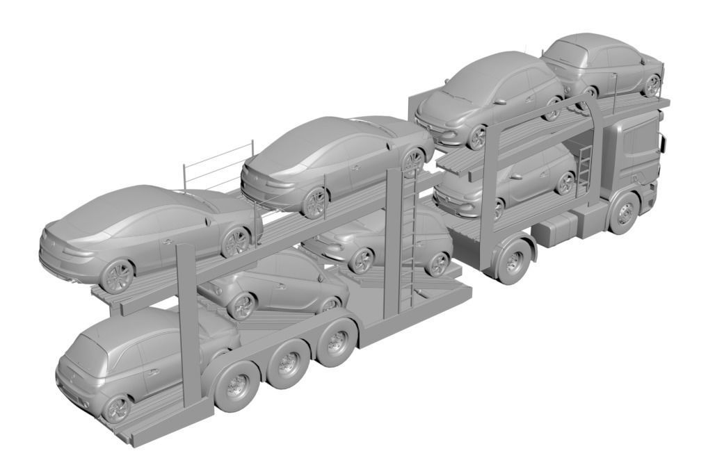 Car transporter for several vehicles 3D model | CGTrader