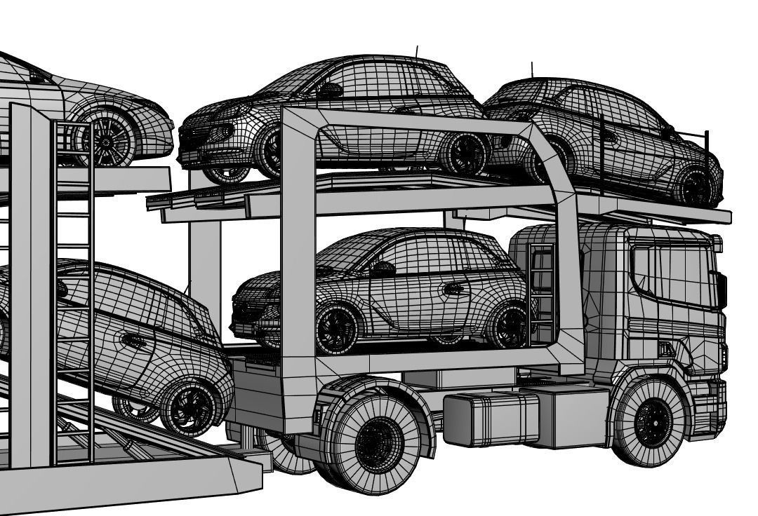 Car transporter for several vehicles 3D model | CGTrader
