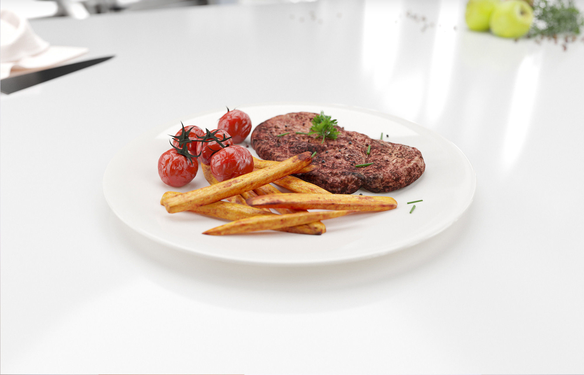 Dinner dish with steak 3D model | CGTrader