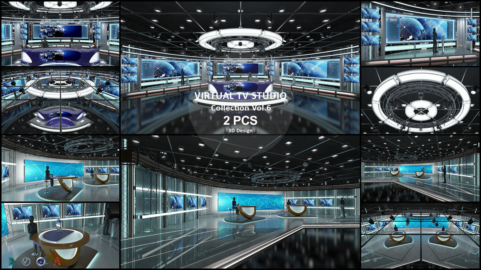 Virtual TV Studio Sets - Collection Vol 7 - 4 PCS DESIGN 3D model ...