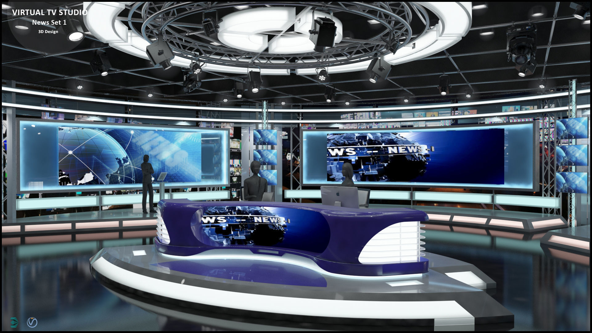 Virtual TV Studio Sets - Collection Vol 7 - 4 PCS DESIGN 3D model ...