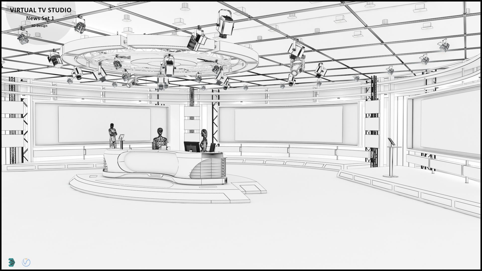 Virtual TV Studio Sets - Collection Vol 7 - 4 PCS DESIGN 3D model ...
