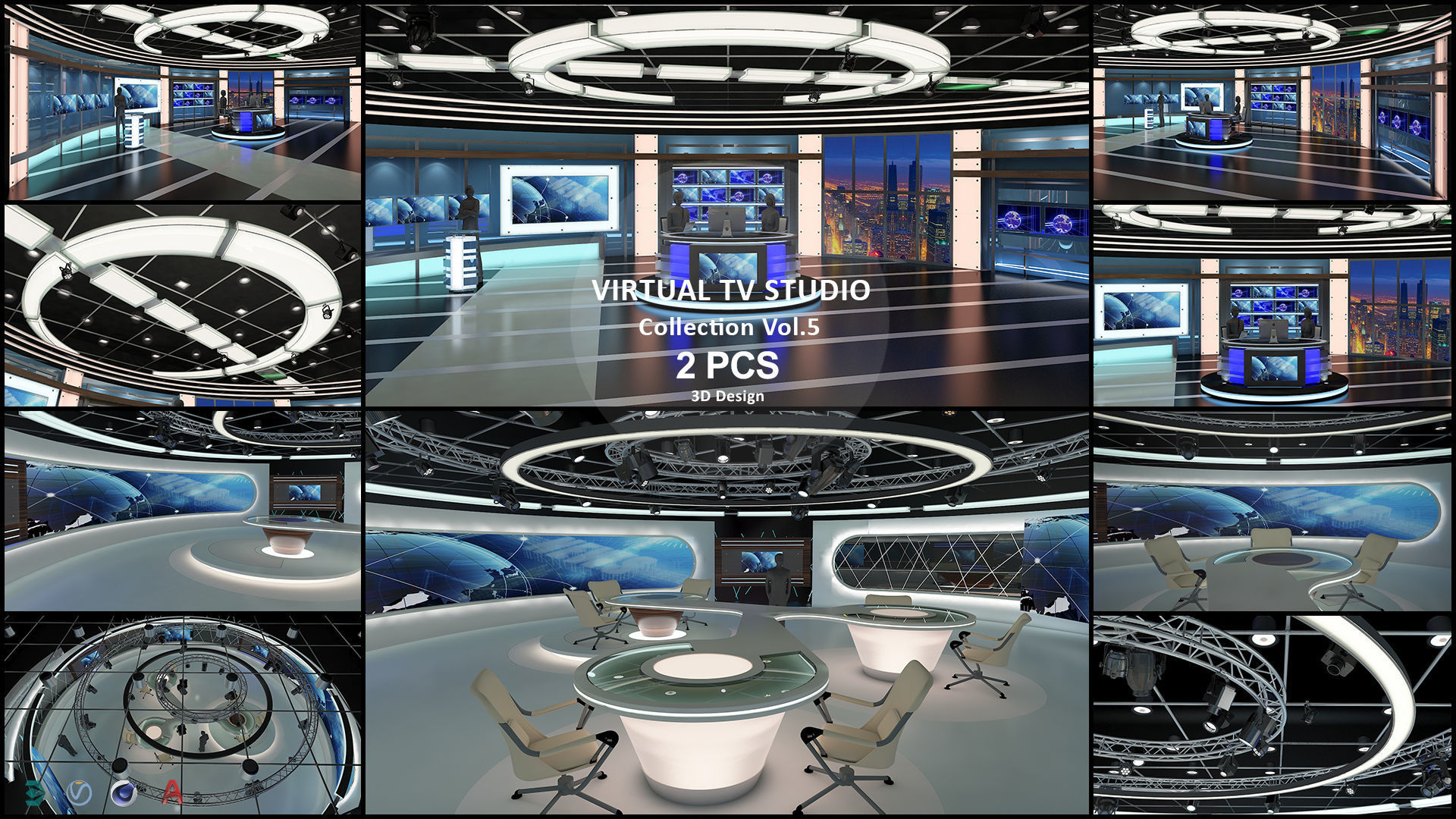 Virtual TV Studio Sets - Collection Vol 7 - 4 PCS DESIGN 3D model ...