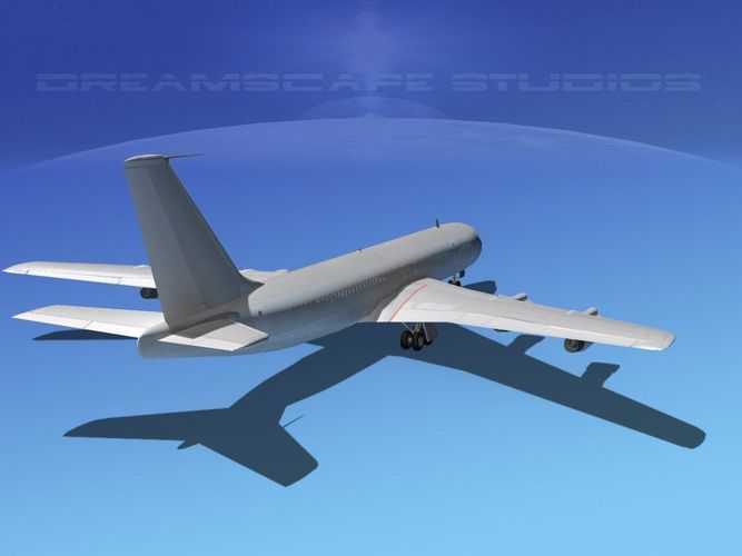 Boeing 707 Bare Metal 3D Model rigged MAX OBJ 3DS LWO LW LWS DXF STL ...