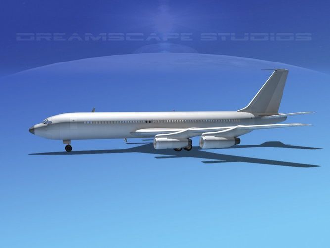 Boeing 707 Bare Metal 3D Model rigged MAX OBJ 3DS LWO LW LWS DXF STL ...