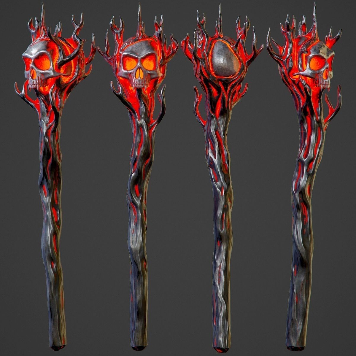 3D model Hellish staff with a skull VR / AR / low-poly | CGTrader