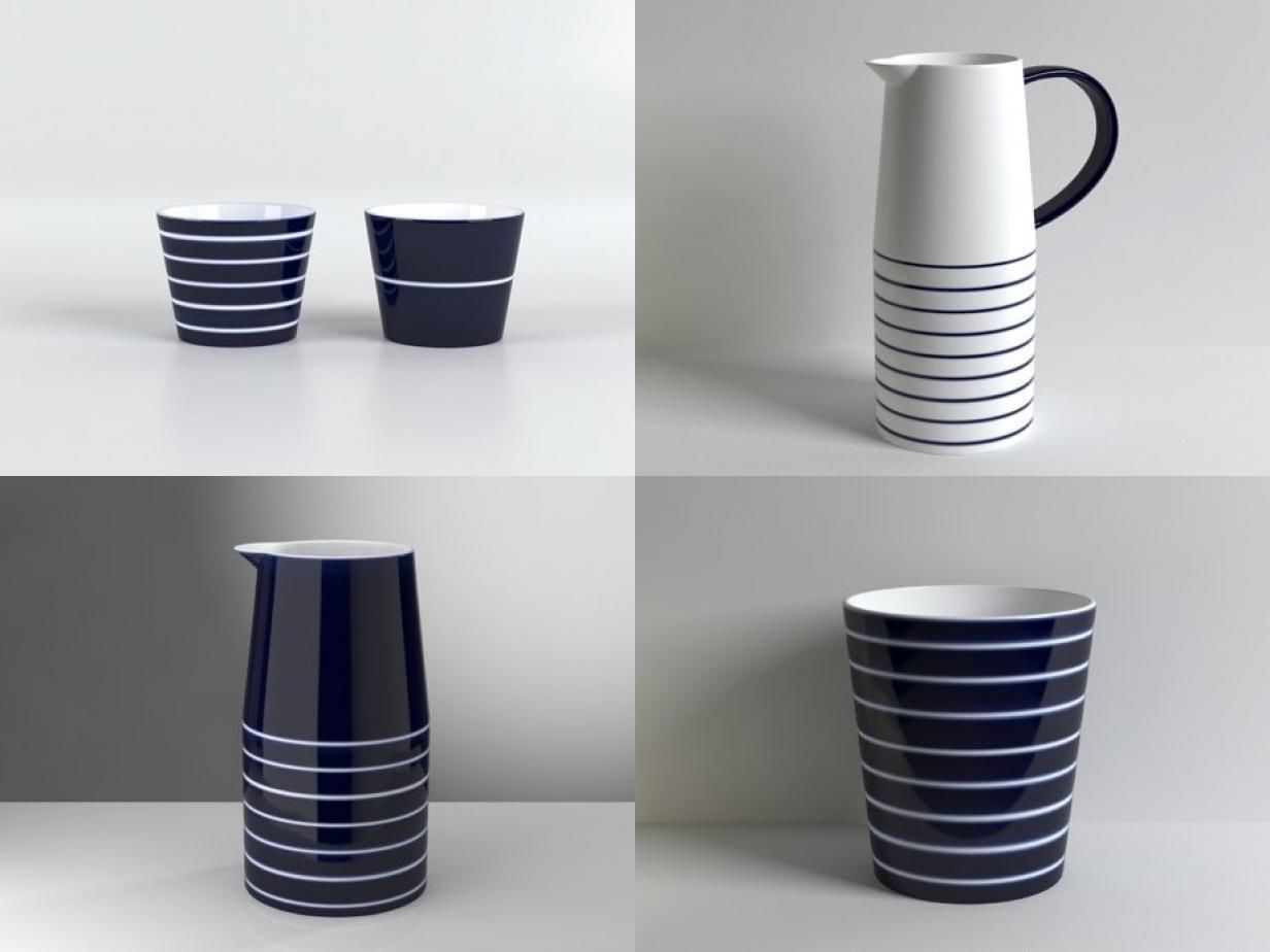 Cobalt Dinnerware 3D model | CGTrader
