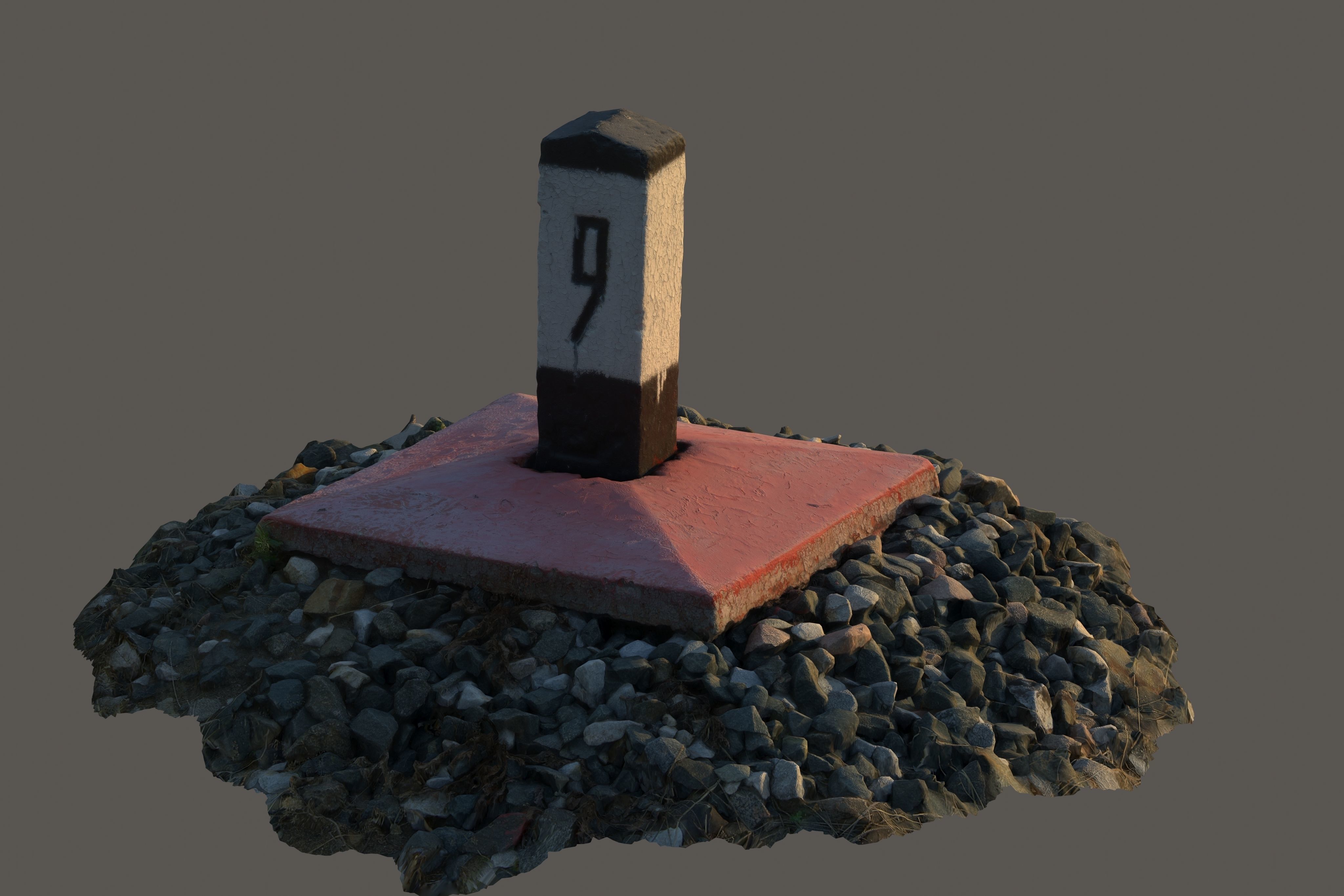 Kilometer post free 3D model | CGTrader