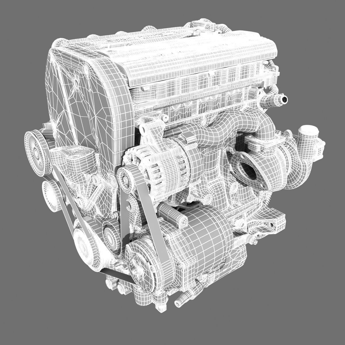 Car 4 Cylinder Engine 02 3D model | CGTrader