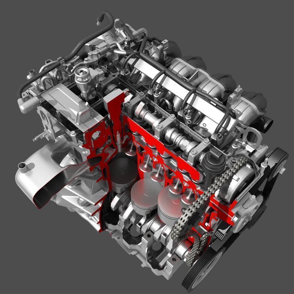 Car 4 Cylinder Engine Cutaway 3D model | CGTrader