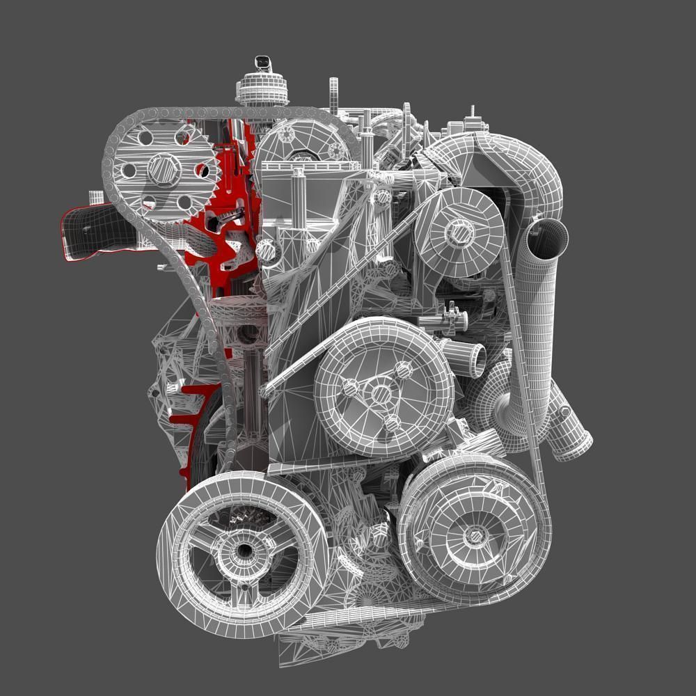 Car 4 Cylinder Engine Cutaway 3D model | CGTrader
