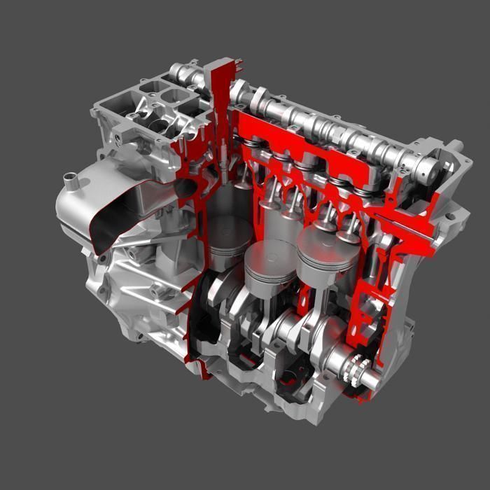 Car 4 Cylinder Engine Cutaway 3D model | CGTrader