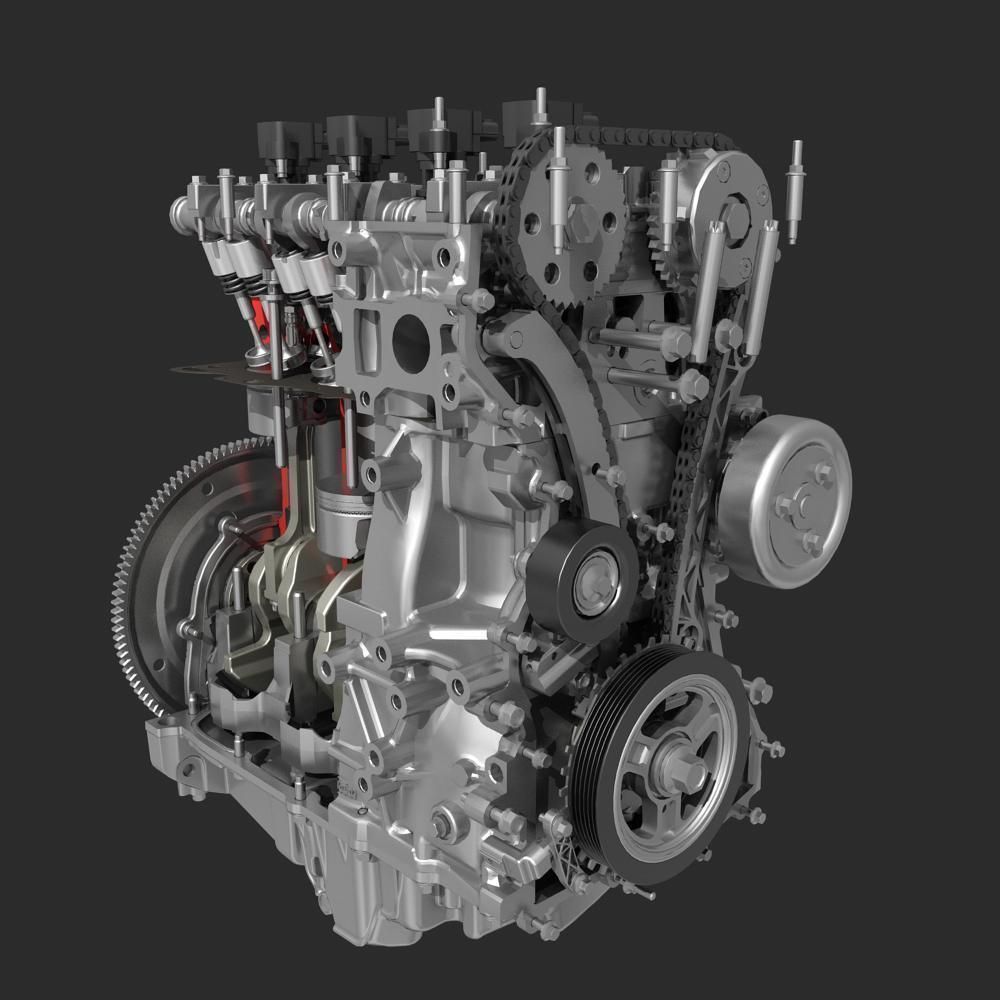 4 Cylinder Engine Block Cutaway 3D model | CGTrader