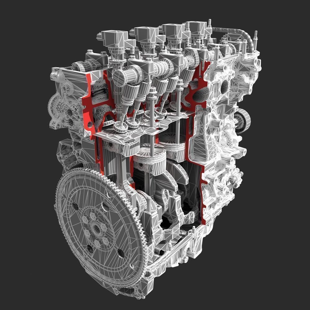 4 Cylinder Engine Block Cutaway 3D model | CGTrader