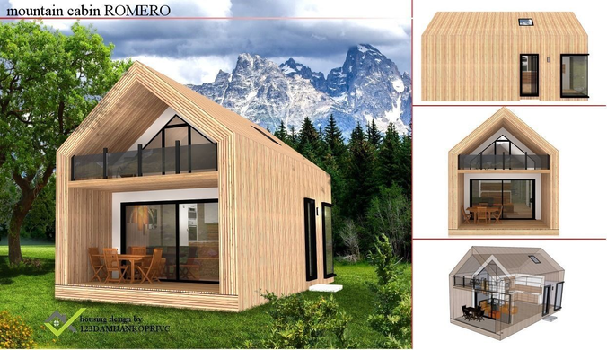 mountain cabin exterior 3d model free VR / AR / low-poly 3D model ...