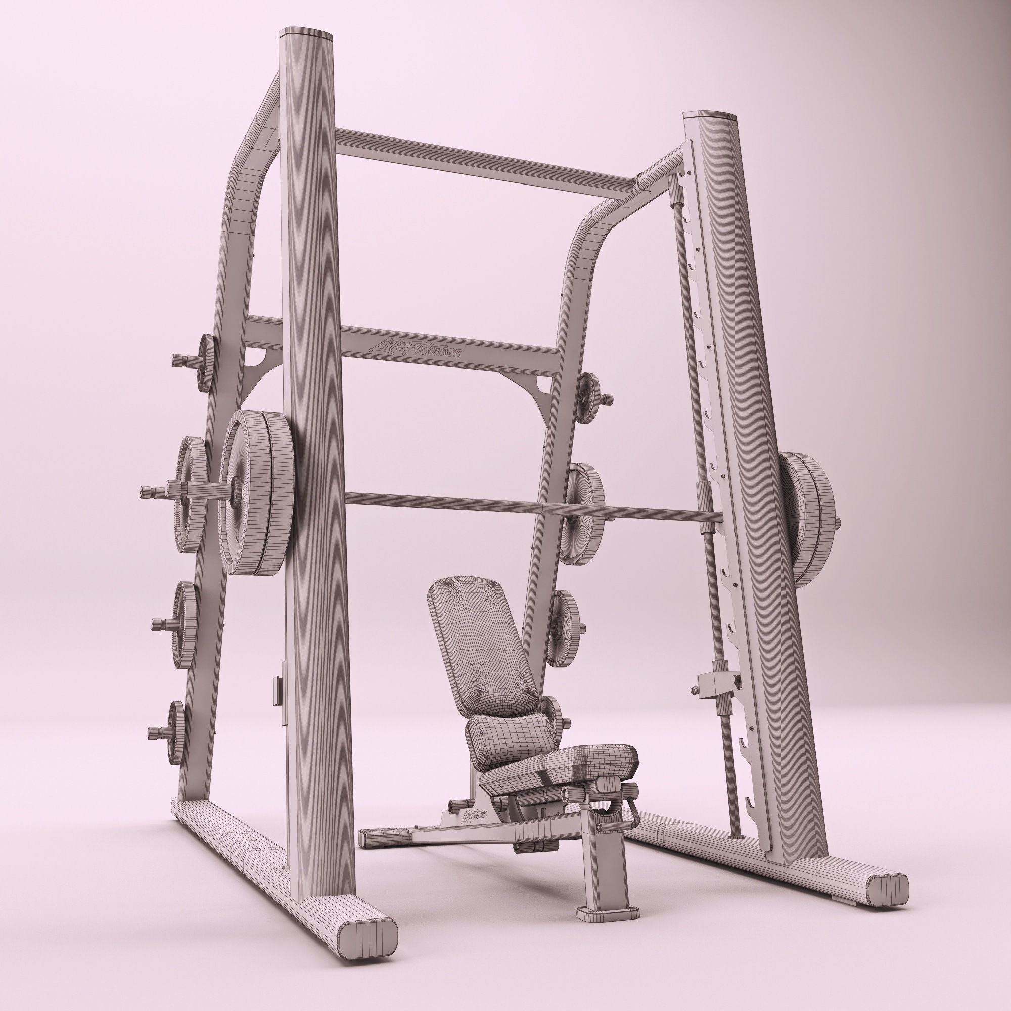Smith machine and Multi-Adjustable Bench 3D model | CGTrader