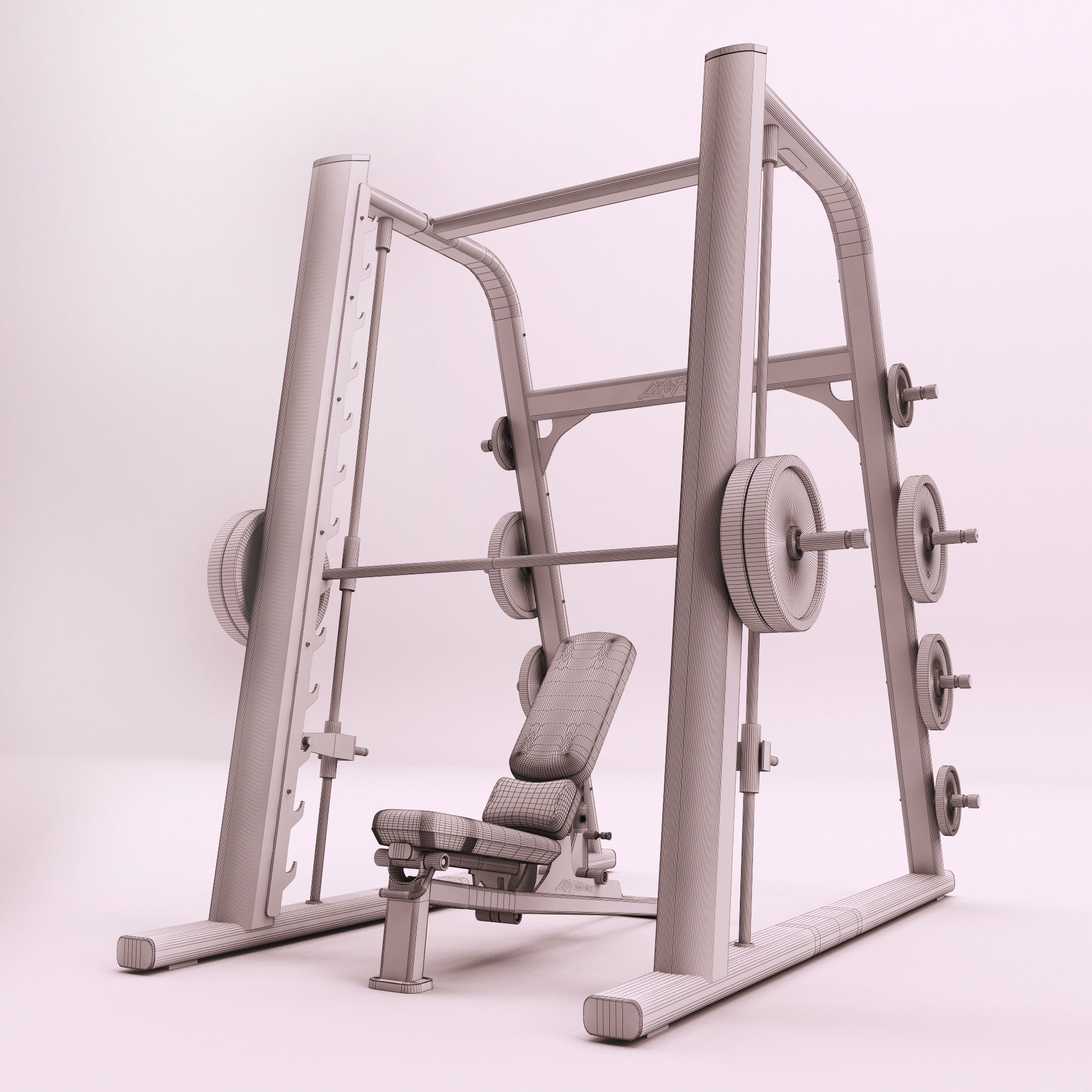 Smith machine and Multi-Adjustable Bench 3D model | CGTrader