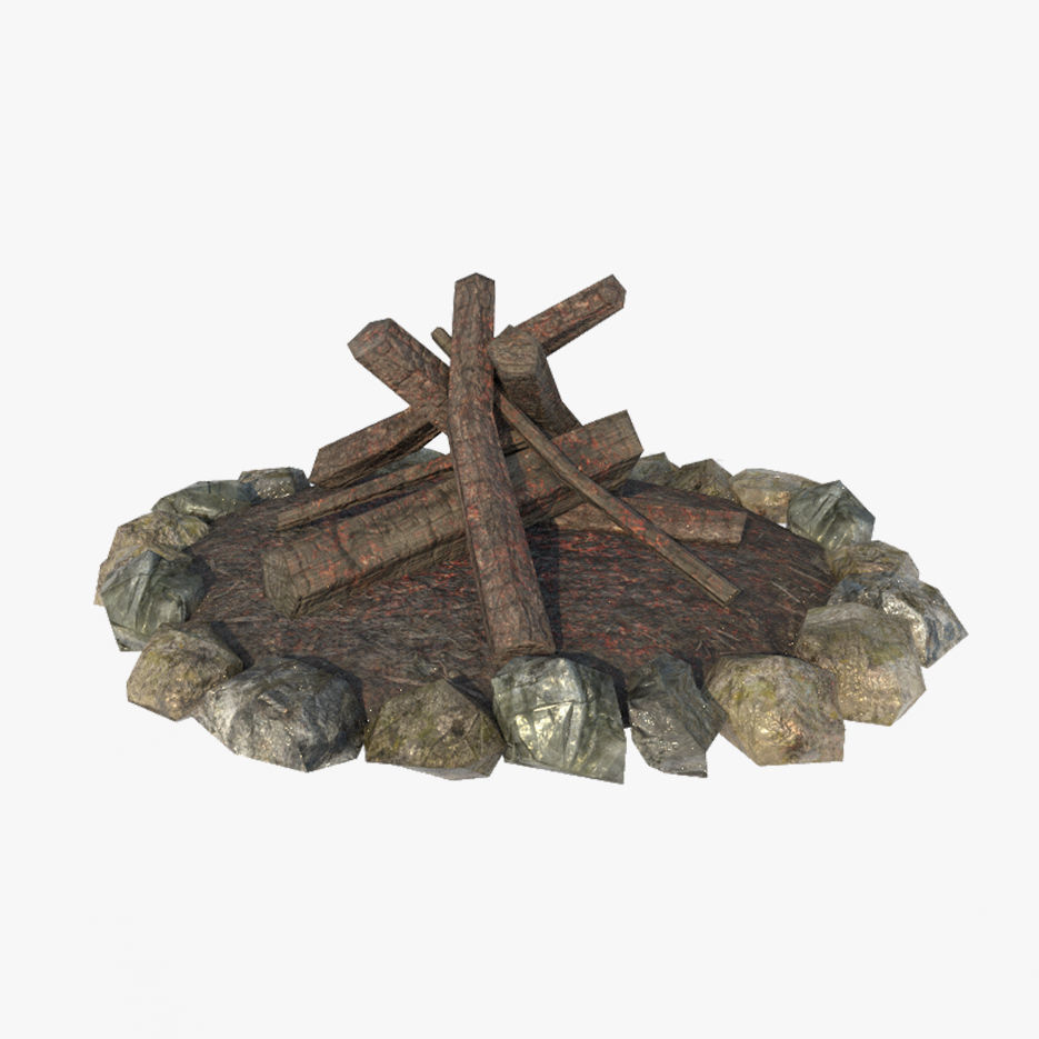 3D model Bonfire fire pit with logs and rocks VR / AR / low-poly | CGTrader