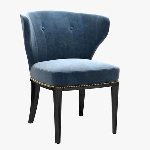 Custom made blue wing back chair in blue velvet 3D model | CGTrader