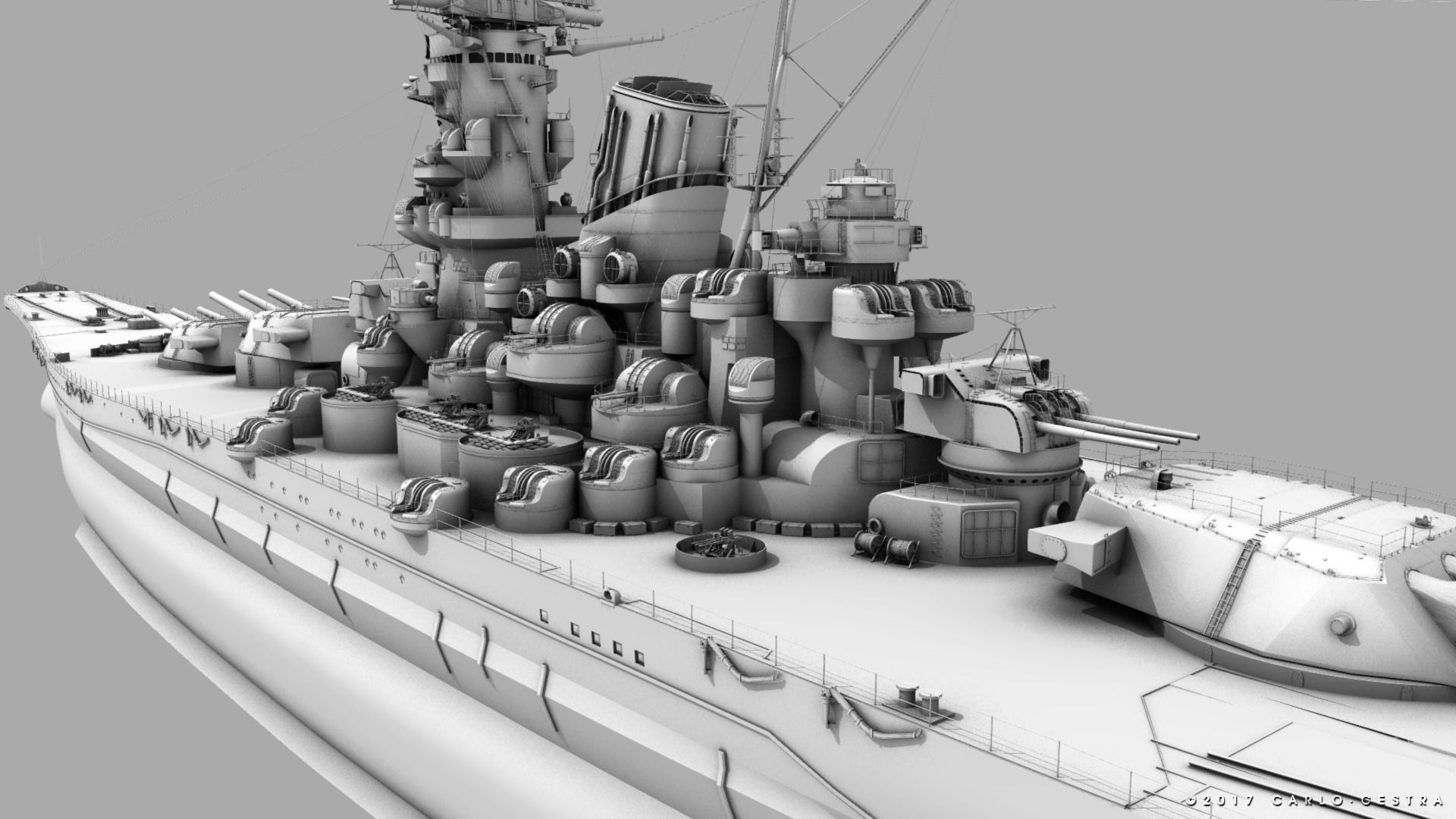 BATTLESHIP MUSASHI 3D model rigged | CGTrader