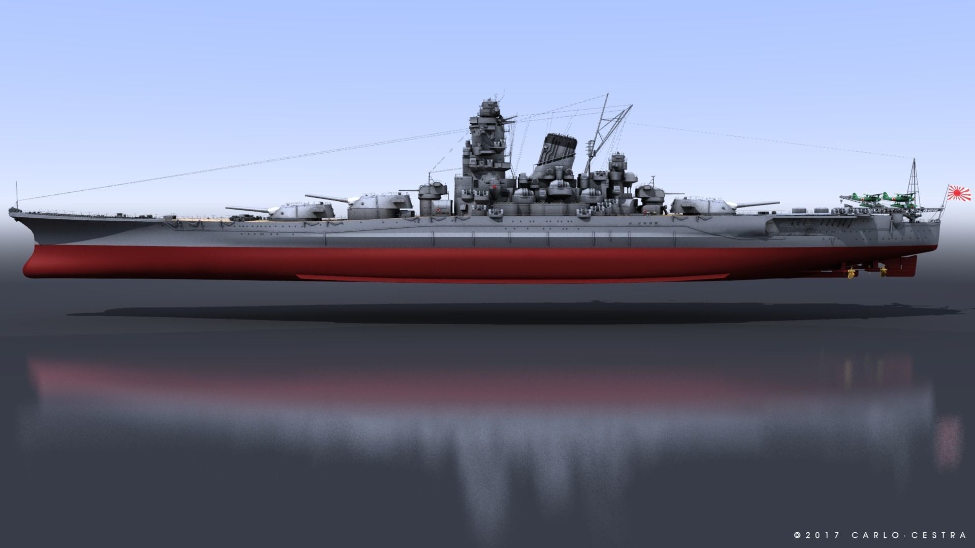 BATTLESHIP MUSASHI 3D model rigged | CGTrader